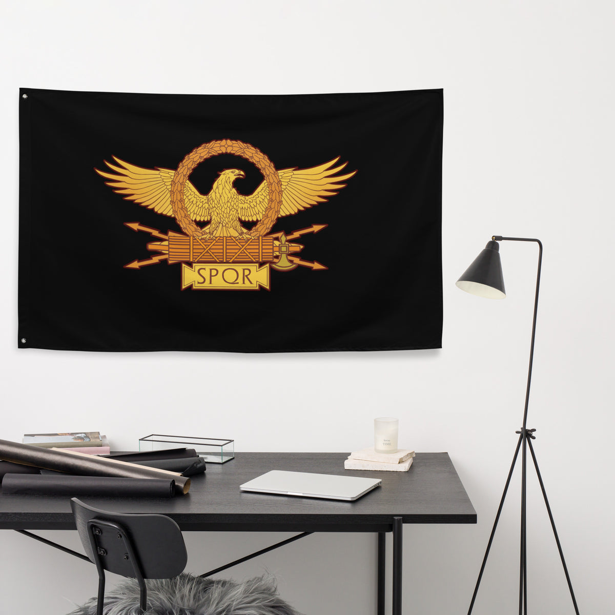 Ancient Rome Legionary Eagle Flag (Black Background) – SPQR Emporium